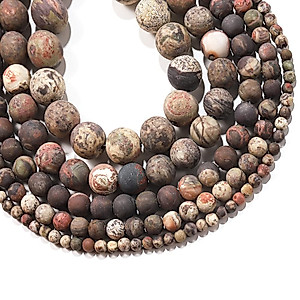 YU 1strand 4/6/8/10/12mm Dull Polish Matte Flower Natural Stone Round Loose Spacer Beads for DIY Bracelet Jewelry Makings Supplies T314 (Color : Matte Flower Agates, Item Diameter : 8mm)
