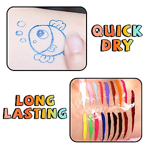 Permotary 16 PCS Matte Colorful Liquid Eyeliner Set Neon Eye Liners Pen,Waterproof Long Lasting Quick Dry Rainbow Eyeliner Eyeshadow Pencil Makeup Kit Gift for Women Girls