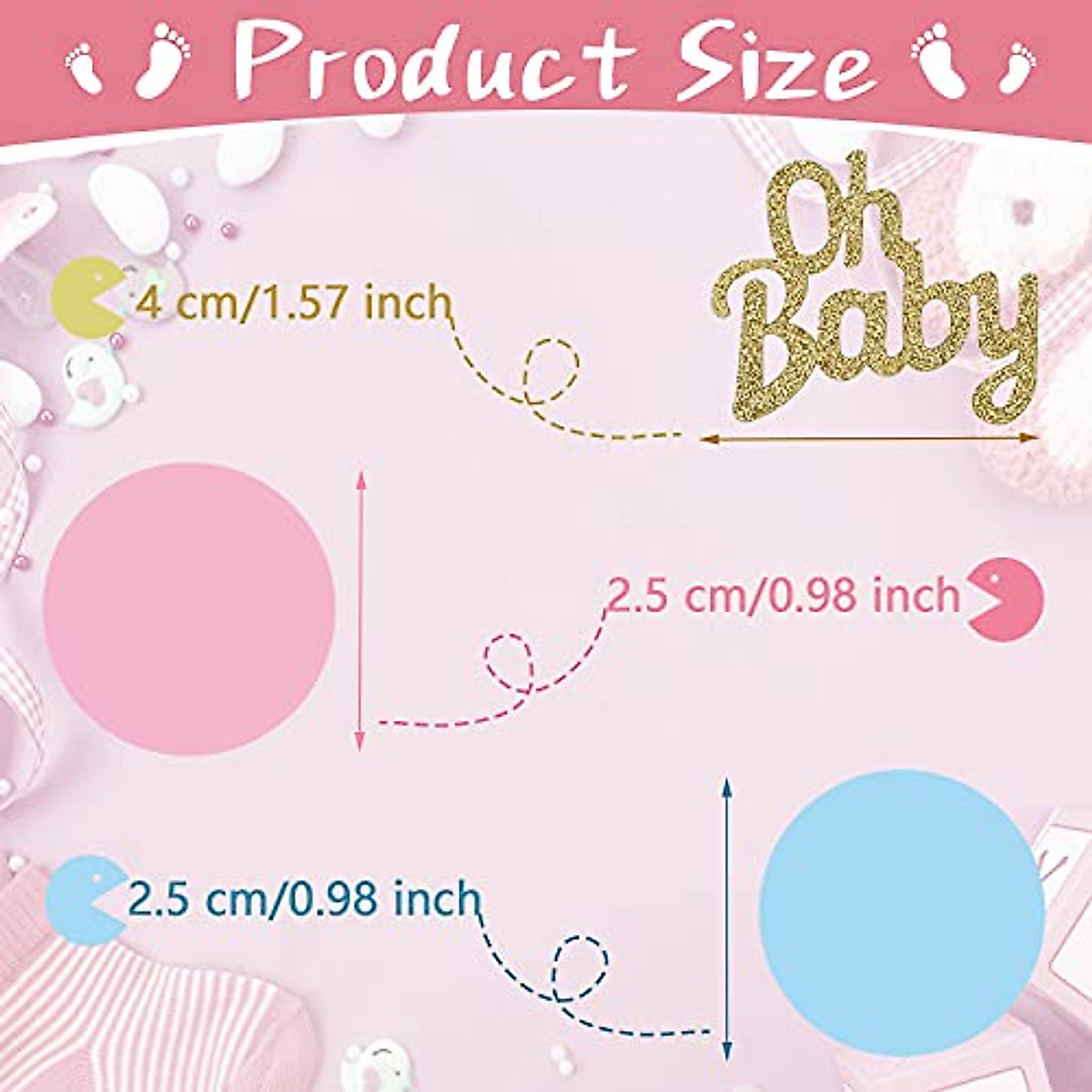 440 Pcs Glitter Gender Reveal Paper Confetti Round Paper Confetti Pink Blue Table Confetti Gold Letter Confetti Double Side Print Party Confetti for Baby Shower Gender Reveal Party (Classic Style)