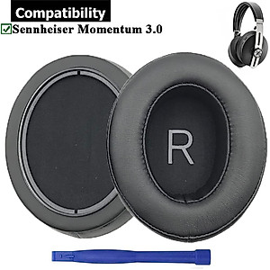Momentum 3 Ear Pads, Replacement Ear Cushions Pillow Cover Muffs Protein Leather Memory Foam Earpads for Sennheiser Momentum 3.0 Wireless Headphones - Black