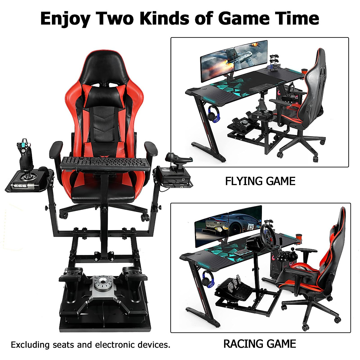 Anman G29 Racing Flight Simulator Stand with Pro 3 Gear Shifter Panels Fit for Logitech/Thrustmaster/Hotas Warthog G27 G29 G920 TX PXN,Professional Steering Wheel Stand,Not Include Wheel & Pedals