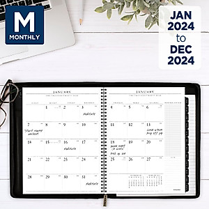 AT-A-GLANCE 2024 Weekly & Monthly Appointment Book, 8 1/4" x 11", Large, with Zipper, Executive, Black (70NX810524)