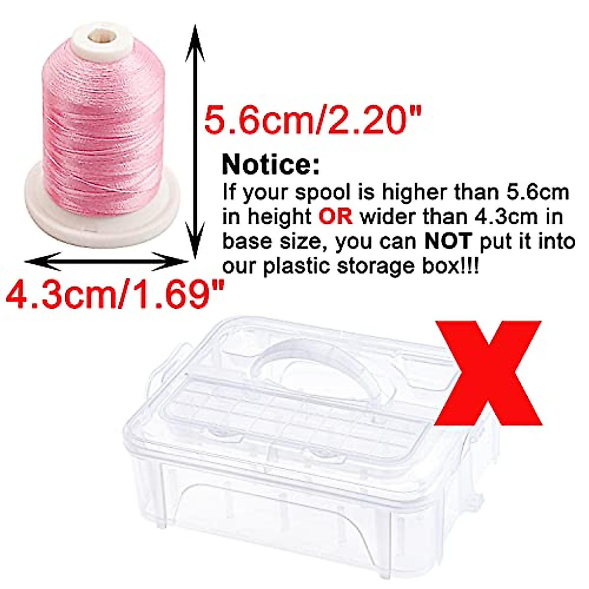 New brothread 3 Layers Stackable Clear Storage Box/Organizer for Holding 60 Spools Home Embroidery & Sewing Thread and Other Embroidery Sewing Crafts (Spool Size Requirement: H≤2.2"; W≤1.69")