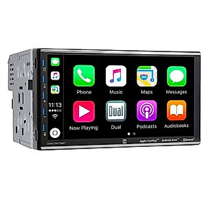 Dual Electronics 7" Double Din Mechless Digital Media Receiver with Apple CarPlay Android Auto