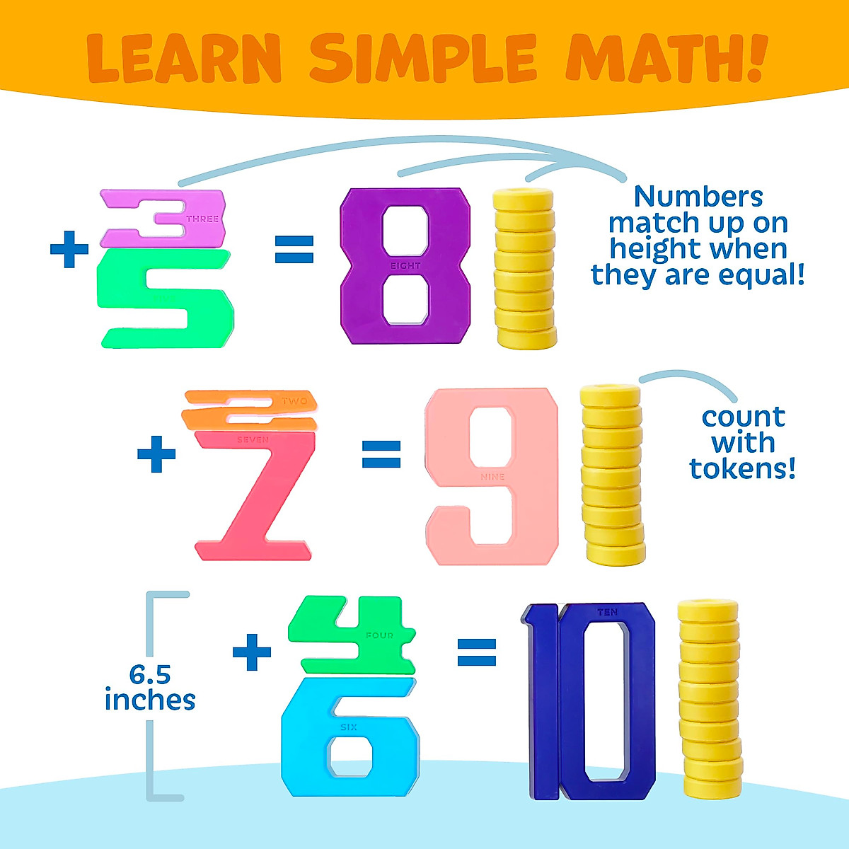 Skoolzy Number Blocks & Counting Coins 44 Piece Set, Toddler Toys Preschool Learning Activities Montessori Toys for Ages 18 Months+