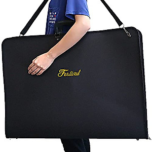 Sports Festival Art Portfolio Case Poster Board Storage Bag with Shoulder Strap 28 x 20.5 Inches Large Print Case for Sketch Drawing, Black