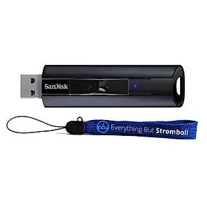 SanDisk Extreme PRO 256GB USB 3.2 Solid State Flash Drive for High Speed Transfer 420MB/s Read Speed - Works with Computers, Laptops (SDCZ880-256G-G46) Bundle with (1) Everything But Stromboli Lanyard
