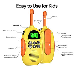 Walkie Talkies for Kids: 2 Pack Rechargeable Kids Walkie Talkies, Long Range 22 Channels 2 Way Radio Kids Christmas Birthday Outdoor Camping Fun Toy Gift for 3-12 Year Old Boys Girls