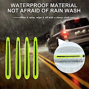 Fekey&JF 4PCS Car Door Handle Protector Reflective Stickers, 3D Car Door Handle Cup Scratches Protective Films, Night Visibility Safety Warning Decal, Universal for Most Cars (Green)