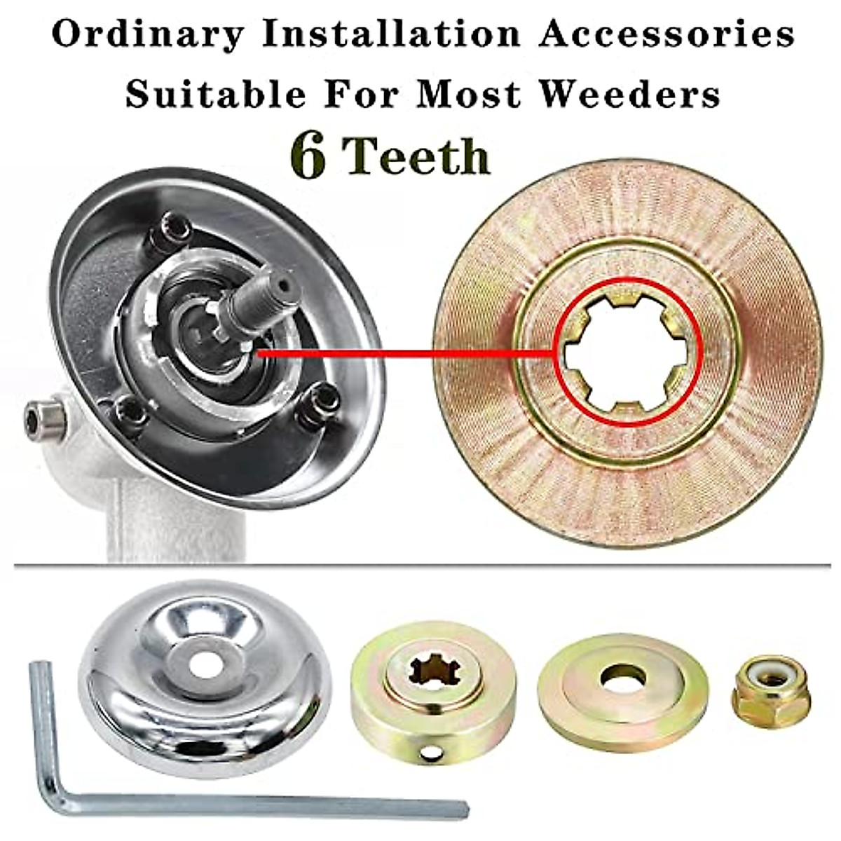 CZS 2 Kind of Lawnmower Blade Adapter Kit, Gardening Machine Brush Blade Adapter Attachment Maintenance Kit for String and Universal Trimmers Brush Cutter