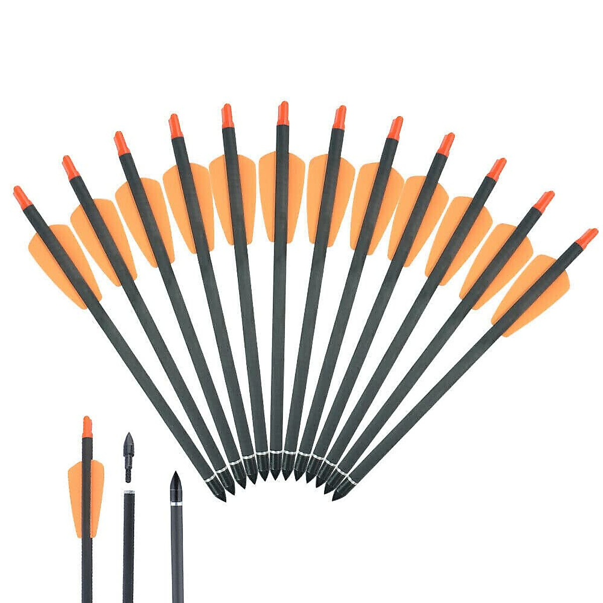 e5e10 12PCS Crossbow Arrows Bolts 7.5" 15" Carbon Arrows Crossbow Bolts Mini Bow Hunting (15inch)