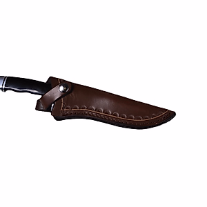 CARL THOMAS LEATHERS Custom Leather Vertical Knife Sheath Made to fit a Buck 119, Fixed Blade Knife Holder, Dyed Dark Brown