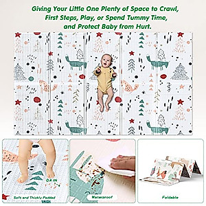 ieBabay Baby Play Mat - Large Foldable Foam Floor Play Mat for Babies,Toddlers, Infants,Kids,Anti- Slip Soft Baby Crawling Mat,Reversible Waterproof Playmat,Travel Bag Included,79"x59"