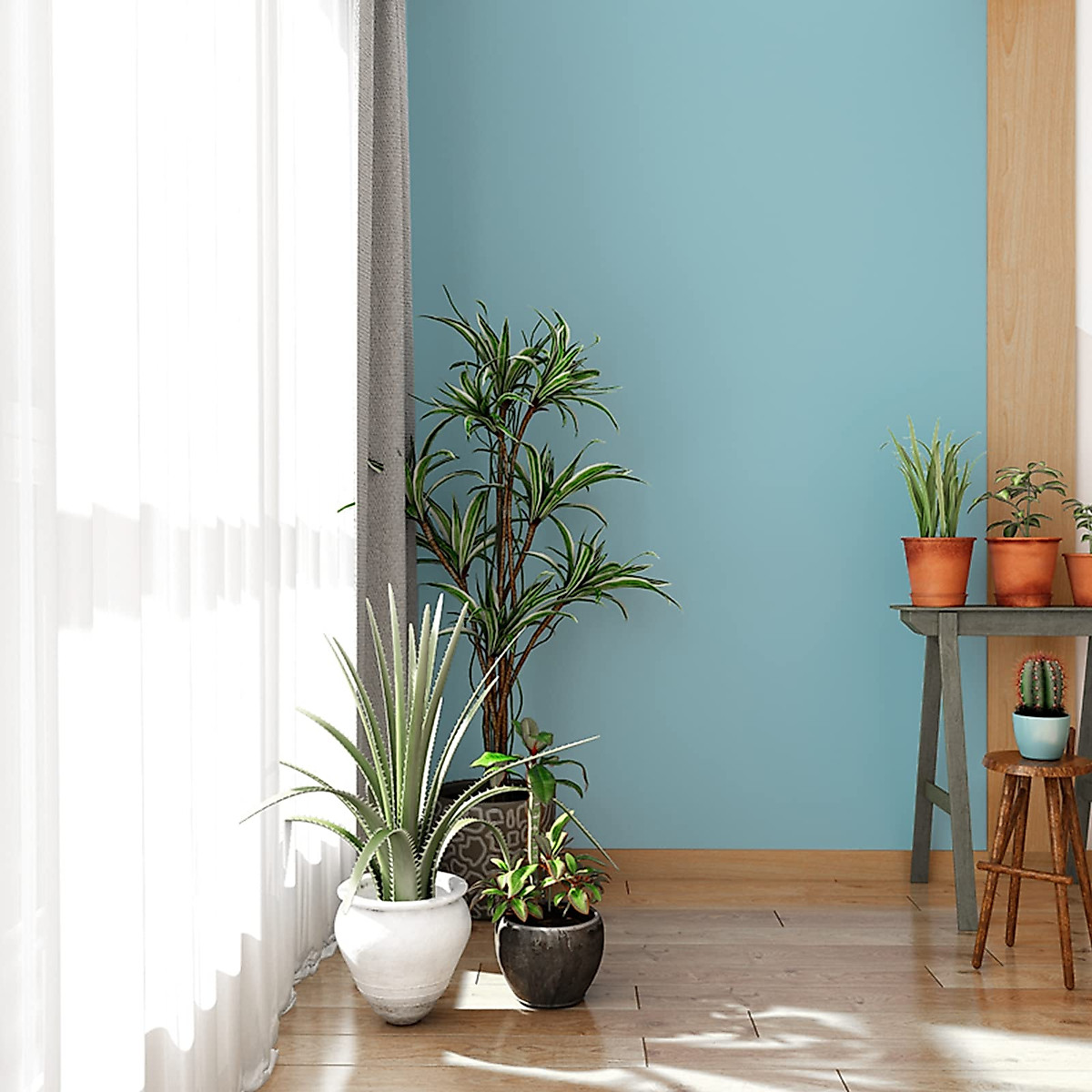 VEELIKE 15.7''x118'' Ocean Blue Wallpaper Peel and Stick Thickening Self Adhesive Blue Contact Paper Waterproof Decorative Vinyl Film for Walls Countertops Cabinets Shelf Drawer Liners Bedroom Kitchen