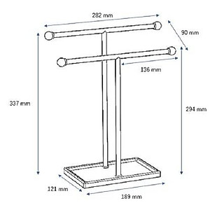 Amazon Basics Double-T Hand Towel and Accessories Stand, Nickel/White