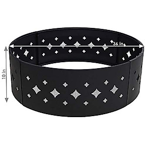 Sunnydaze Diamond 36-Inch Heavy-Duty Steel Fire Ring with Fire Poker