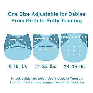 Newborn Cloth Diaper Reusable Adjustable Washable One Size Baby Swim Diapers Baby Girls and Boys Pocket Cloth Diapers Covers Includes 4 Packs Diapers + 4 Incerts +One Wet Bag