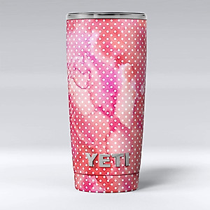 Design Skinz The Red and Pink Watercolor Polka Dots - Skin Decal Vinyl Wrap Kit Compatible with The Yeti Rambler Cooler Tumbler Cups