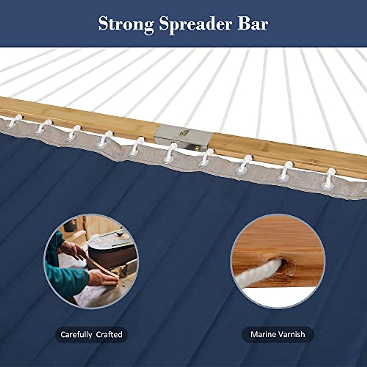 SUNCREAT Two Person Hammock with Stand and Large Soft Pillow, Extra Large Patio Hammock for Outdoor, Blue