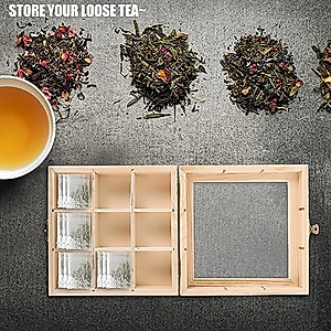 Tea Organizer Tea Box Organizer with Lid Tea Bag Countertop Holder Coffee Organizer Compartment Tea Bag Storage Box for Kitchen Cabinets Countertops Pantry Tea Display Holder