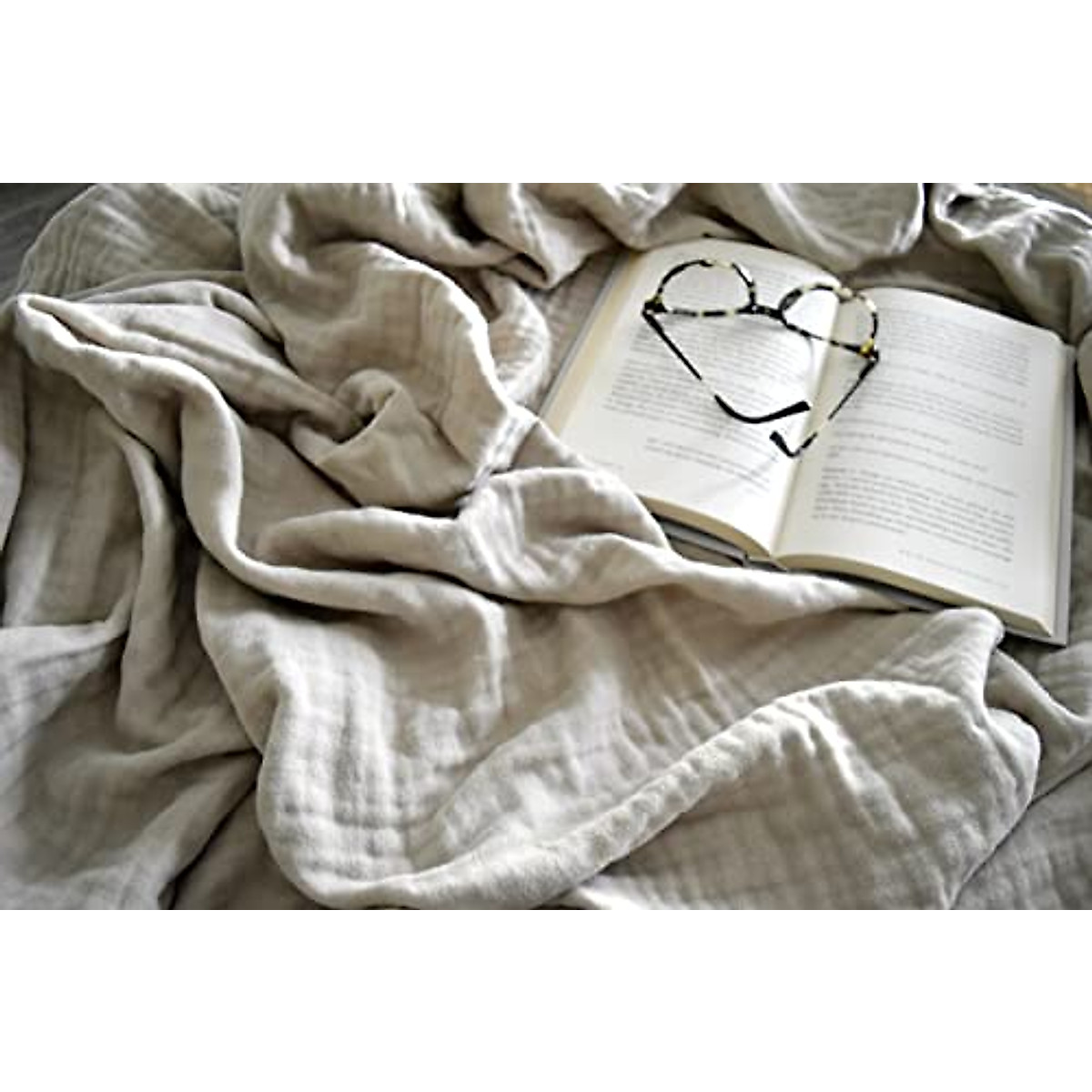 Breathable Adult Muslin “Swaddle” Blanket, 100% Cotton, “90” x 90” Inches, Queen One-Size, Hot Sleeper, Naturally Cooling, Soft Gauze Sheet, Sleeping & All-Purpose Throw