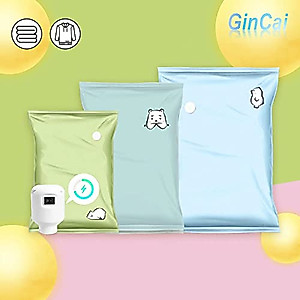 GinCai Vacuum storage bags (2 small, 2 medium, 2 large), which can save 80% of clothing storage space, pillows, quilts, blankets storage bags, and free electric pumps.