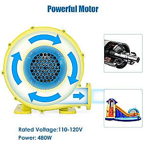 OLAKIDS Inflatable Bounce House Blower, 480W Lightweight Pump Fan, Electric Portable and Powerful Air Blower for Jumping Castle, Water Slide and Other Suitable Indoor Outdoor inflatables