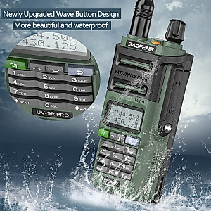 BAOFENG UV-9R Pro 8W Ham Radio Long Range Handheld Dual Band Tri- Power Two-Way Radio Waterproof Transceiver Walkie Talkies Rechargeable with Type-C Charging Cable for Camping Hunting Survival Gear