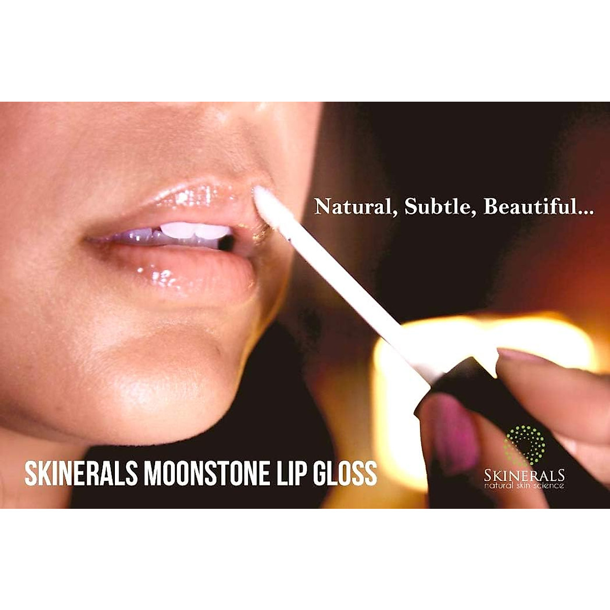 Skinerals Moonstone Lip Gloss, Hydrating Organic Formula for Lustrous Lips, Vegan, Gluten & Paraben-Free Clear Glaze