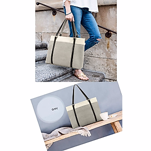 Wxnow Laptop Tote Bag 15.6 Inch Laptop Bag for Women Teacher Large Laptop Organizer Bag Waterproof Briefcase Shoulder Bag for Work Grey