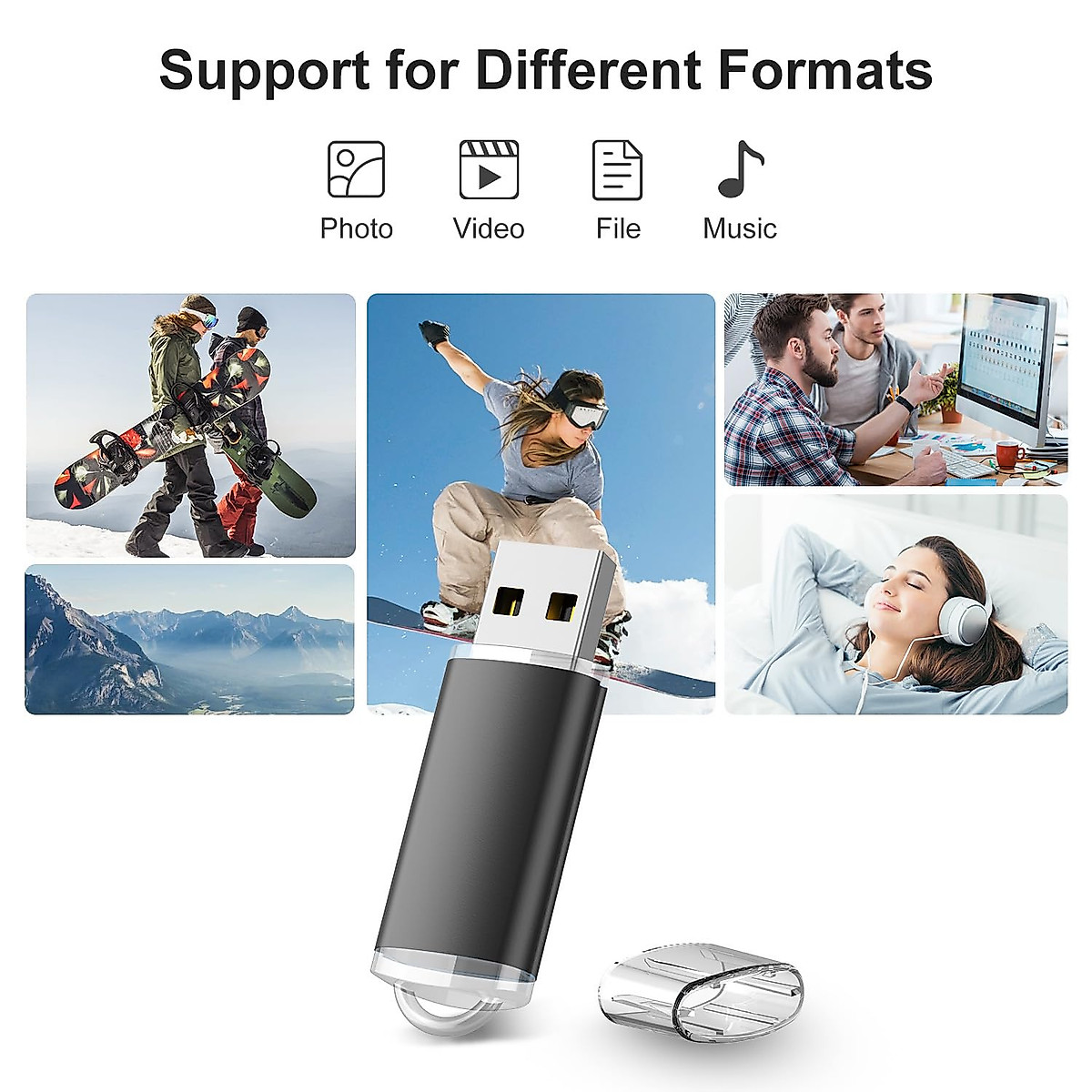 RAOYI 20 Pack 16GB USB Flash Drive Bulk USB 2.0 Memory Stick Thumb Drive Pen Drive Bundle-Black