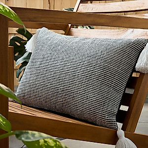 TOWN & COUNTRY TERRA Alara Indoor/Outdoor Decorative Pillow, 14"x20", Black/Ivory
