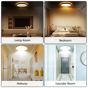 Roomratv LED Flush Mount Ceiling Light with Nightlight - 12" 24W 2400LM Surface Mount Light Fixture with 5 CCT Color Temperature Options