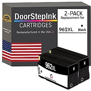 DoorStepInk Remanufactured in The USA Ink Cartridge Replacements for HP 962 XL 962XL 2 Black for Printers HP Officejet Pro 9010 9012 9013 9015 9016 9019 9020