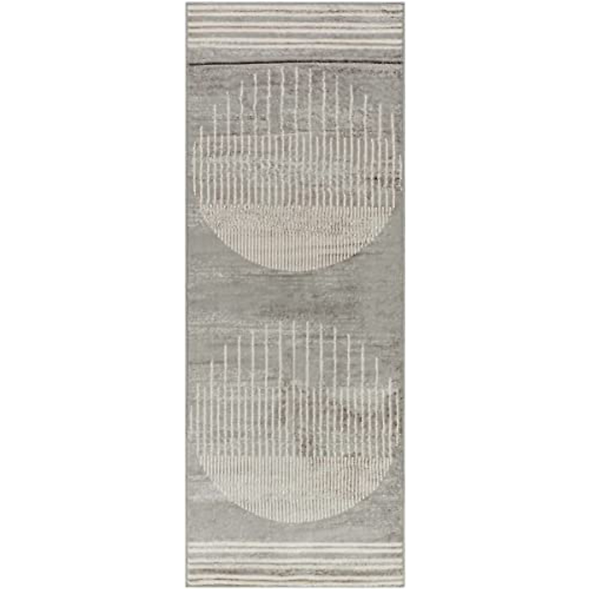 Hauteloom Angus Contemporary Bedroom Living Room Farmhouse Area Rug - Art Deco Boho Carpet - Mid Century Round Southwestern - Native American - Light Grey, Dark Gray, Beige - 5'3" x 7'1"
