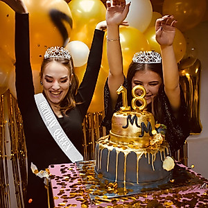 Birthday Queen Crown and Birthday Queen Sash Kit, Aprince Birthday Crowns for Women Girls Tiaras and Crowns for Women Birthday Tiara for Girl Silver Crown and Silver Sash for Women 21st Crystal Crown