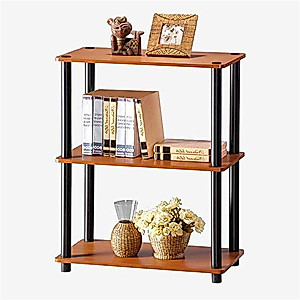 GELTDN 3 Tier Bookshelf Shelf Bookcase, Wide Home Office Book Shelf, Storage Rack Shelf Unit, for Bathroom, Living Room - Cherry Wood
