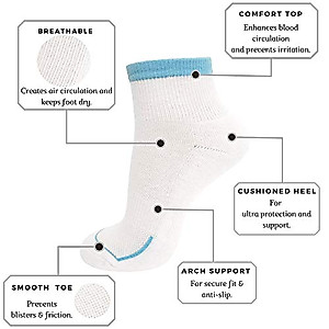 TECHSOCK Ankle Athletic Socks Womens Running Socks Arch Support - 6 Pairs