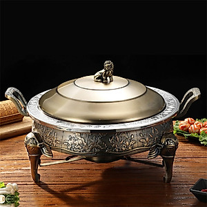 YIEOTM Chafing Dishes & Food Warmers, Stainless Steel Round Buffet Chafer Warmers Set with Food Pans, Fuel Holder, Pot Lid for Kitchen Party Dining Buffet/Copper