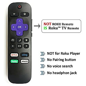 RCA ROKU TV Remote w/Volume Control & TV Power Button for All RCA Roku Built-in TV. NO Pairing!