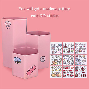 Decohomeforu Desk Pencil Pen Holder, 3 Slots Desk Organizer, Office Supplies Accessory, Cute Desktop Storage Box for Home School Office Art Supply, Pencil Cup, Desktop Stationary Organizer (Pink)