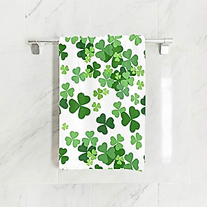 senya Hand Towels Lucky Clover Shamrocks Soft Towels for Hotel Spa Bathroom Gym Bathroom 30” x 15”