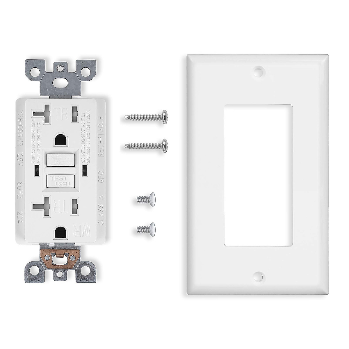 GFCI Duplex Outlet Receptacle, Tamper Resistant & Weather Resistant 20-Amp/125-Volt, Self-Test Function with LED Indicator, UL Listed, cUL Listed, Wall Plate and Screws Included, 10 Pack