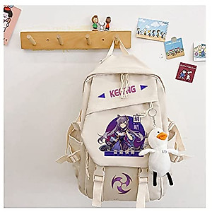 Genshin Impact Sangonnmiya Kokomi Cosplay Backpack Anime Backpacks for Teens Adult (16 INCH With Cute Doll of Duck)