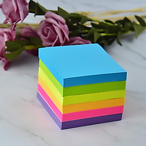 Sticky Notes 6 Bright Color 6 Pads Self-Stick Notes 3 in x 3 in, 100 Sheets/Pad