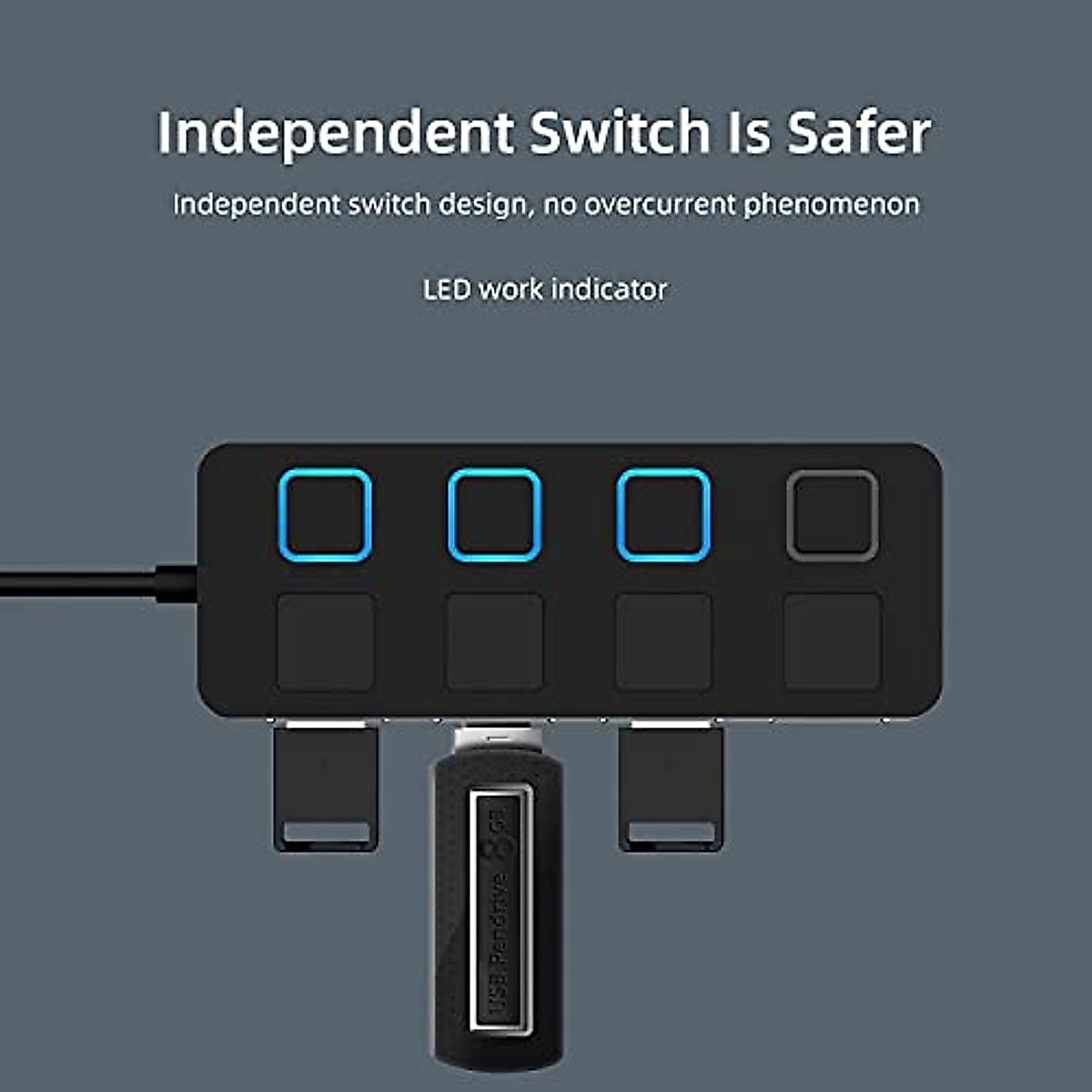 WJCCY USB 2.0 HUB Multi USB Splitter 4 Port Expander Multiple USB 2.0 Hub Use Power Adapter USB2.0 Hub with Switch for PC Computer (Color : Black)