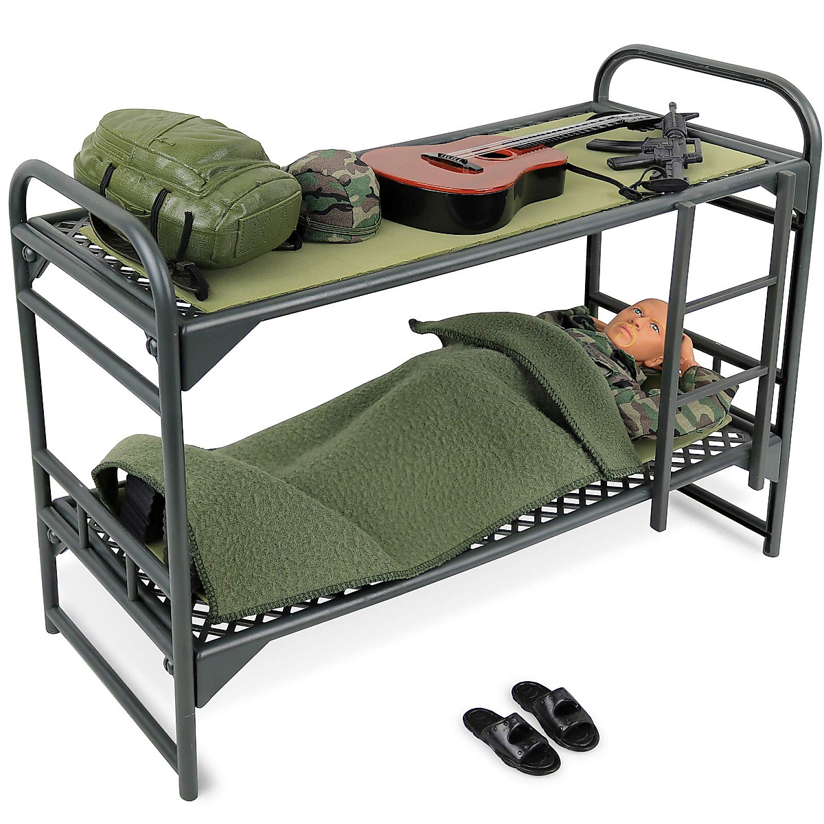 Click N' Play Military Camp Bunk House Life, Military 12” Action Figure Play Set with Accessories Including Army Gear, Bunk Beds, Locker, Army Playset for Boys 3+