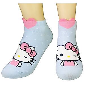 JJMax Women's Hello Kitty Cute Cotton Blend Ankle Socks Set, Lovely Kitty, One Size