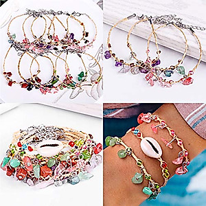 EuTengHao 7030Pcs Irregular Chips Stone Beads Natural Gemstone Beads and Glass Bugle Seed Beads Kit with Elastic String Pliers Lobster Clasps Jump Ring for Bracelet Necklace Earring DIY Jewelry Making