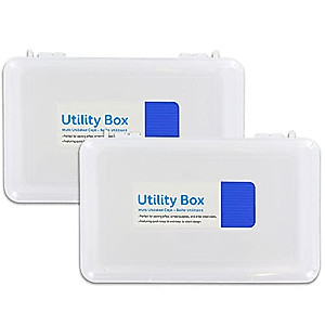 Emraw Multipurpose Clear Utility Storage Box Portable Organizer Case Perfect for Storing School, Office, Arts & Crafts Supplies Pack of 2